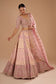 Buy Onion Pink Pure Silk Lehenga with Banarasi Print & Hand Embroidered ...